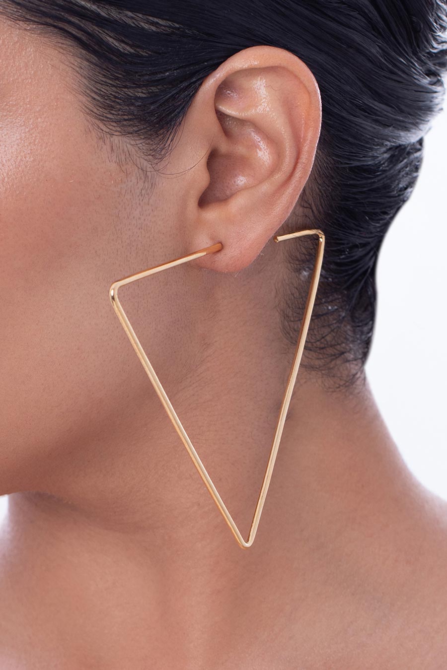 Shop Gold Inverted Triangle Hoop Earrings by ETHNIC ANDAZ at House of ...