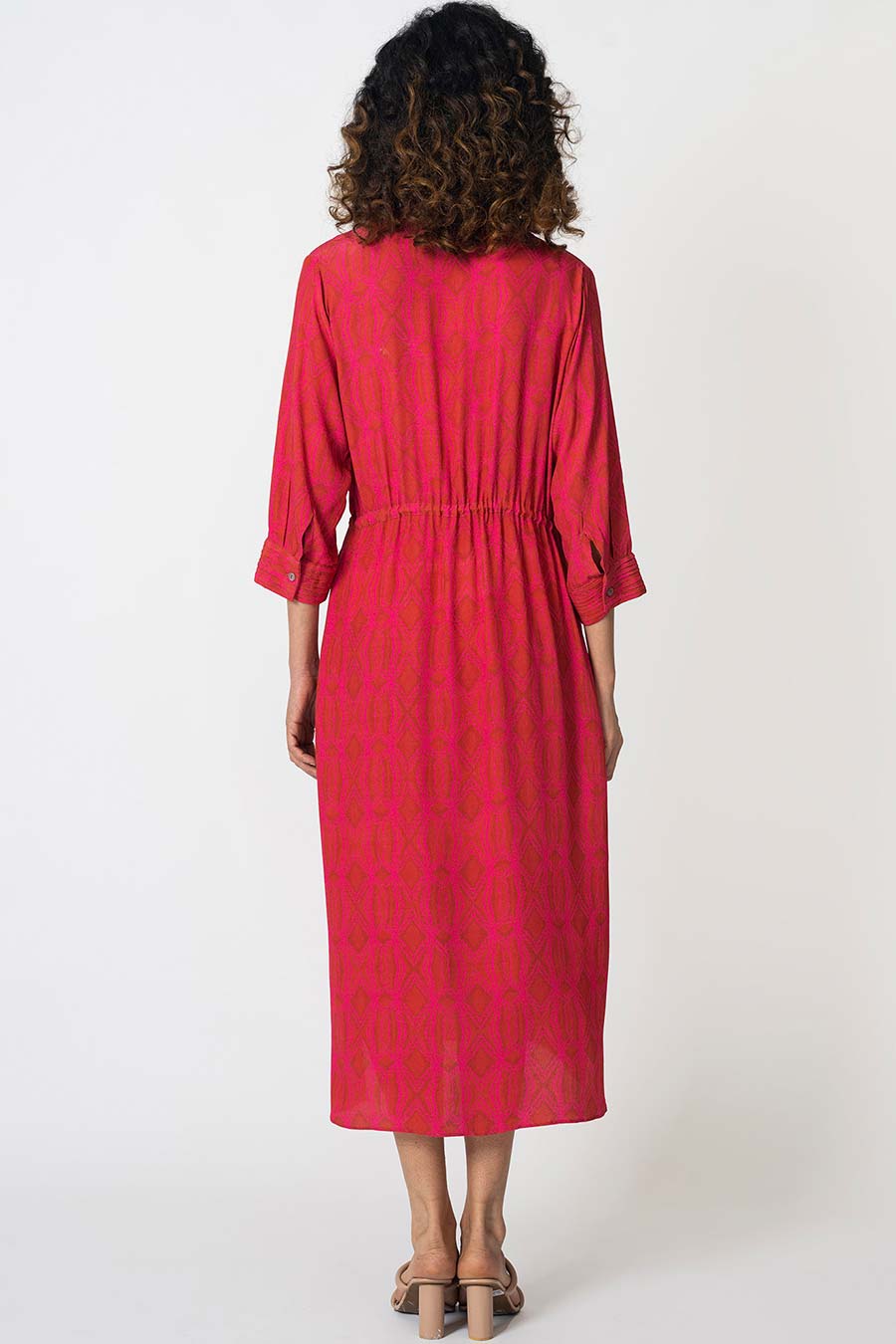 Shop Red Rhombus Printed Drawstring Dress by KLAD at House of Designers ...