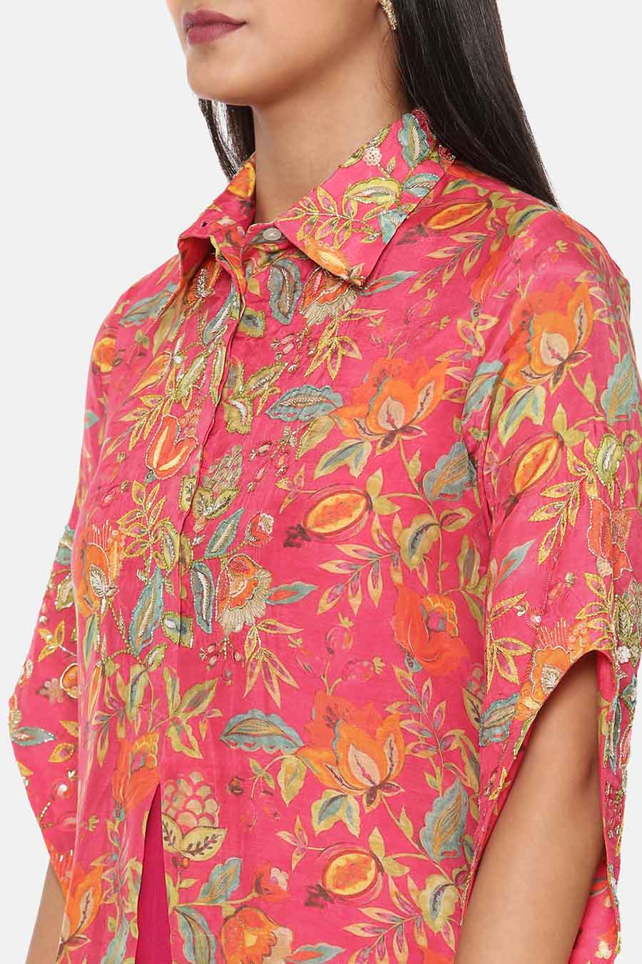 Shop Pink Floral Print Dress by ASMI BY MAYANK MODI at House of Designers – HOUSE OF DESIGNERS